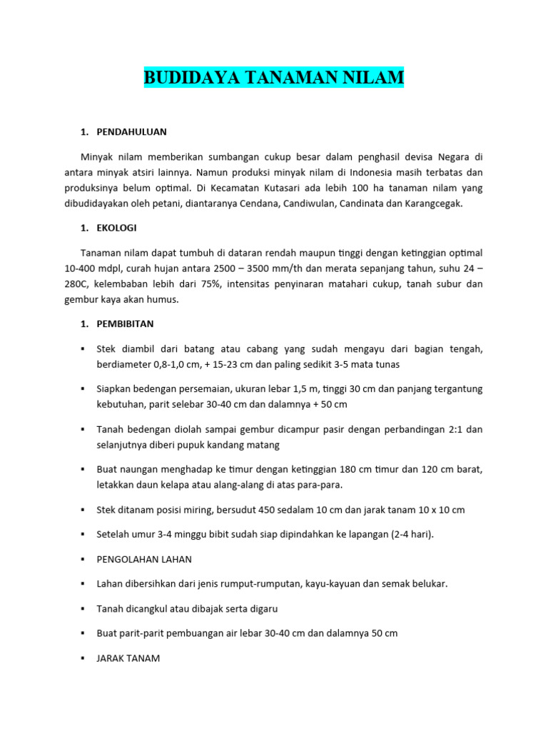Panduan Budidaya Tanaman Nilam Pdf