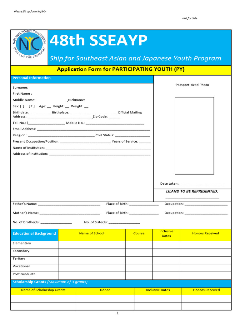 SSEAYP Sample Application Form | PDF