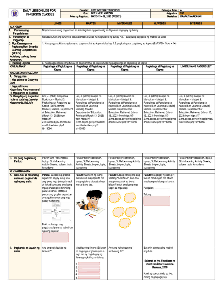 G5 Q4W3 DLL ESP (MELCs) | PDF