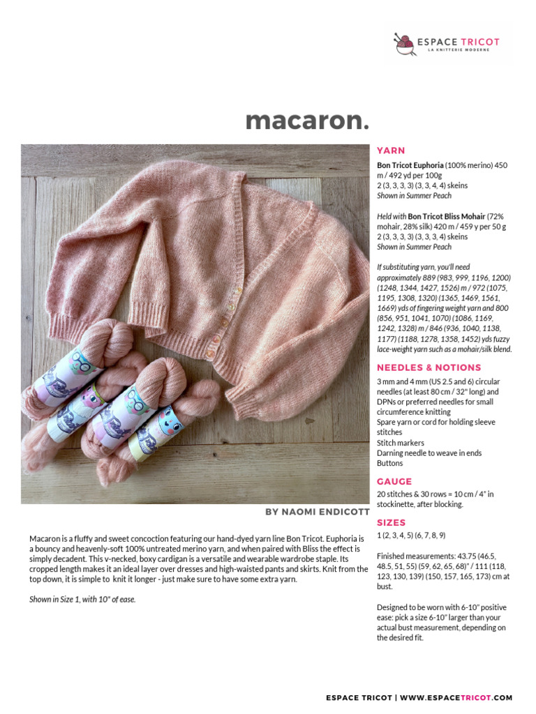 Macaron Cardigan Sep5 2023 | PDF | Knitting | Basic Knitted Fabrics