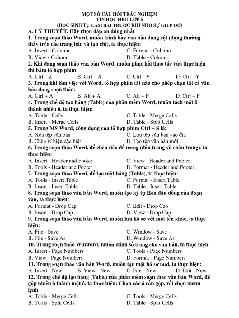 ĐỀ CƯƠNG TIN HỌC K5 HKII 2023-2024 | PDF