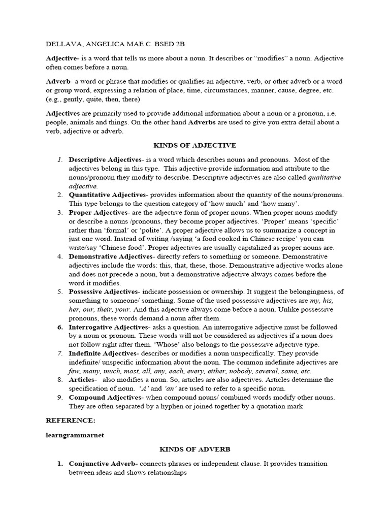 E9 Adjective&adverb | PDF | Adjective | Adverb