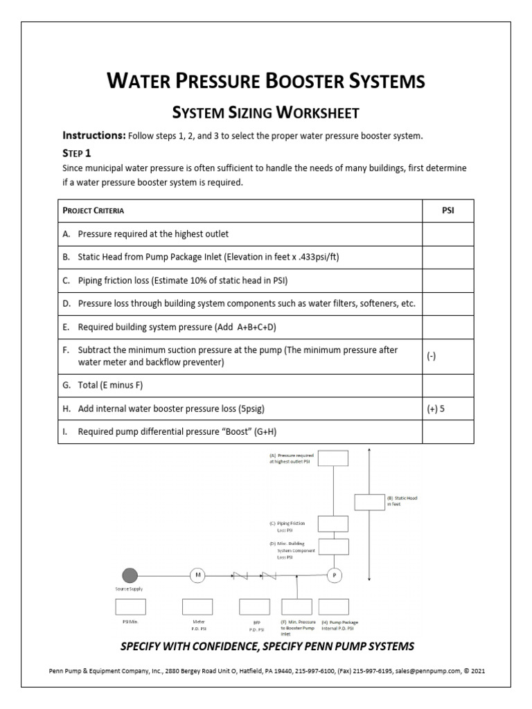 Water Booster Sizing Guide | PDF | Pump | Pressure