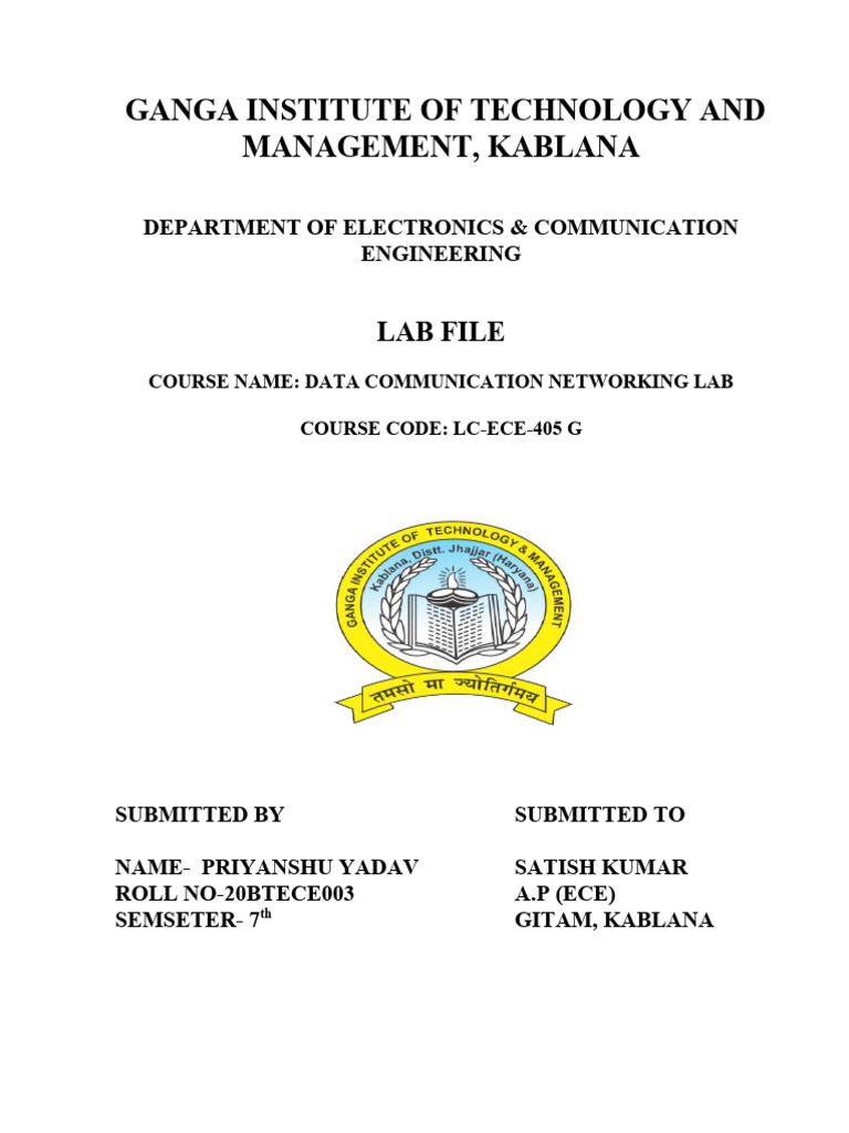 Data Comm Networking Lab Manual Ece Final Pdf Network Switch Computer Network