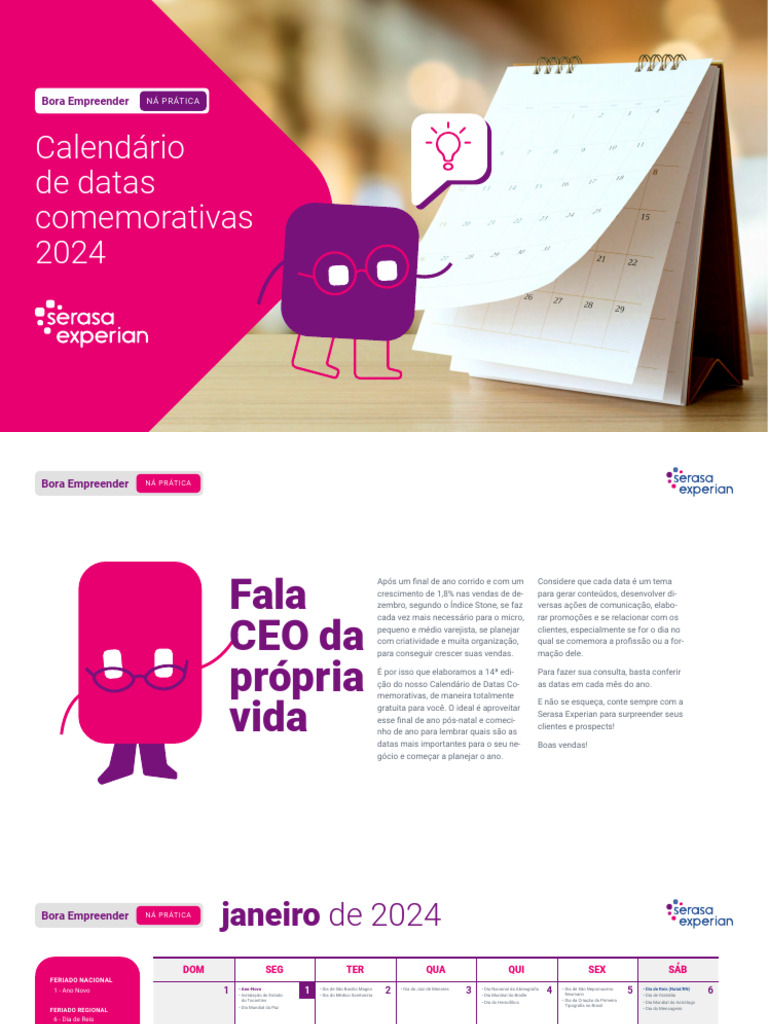 Calendario De Datas Comemorativas 2024 Pdf Brasil
