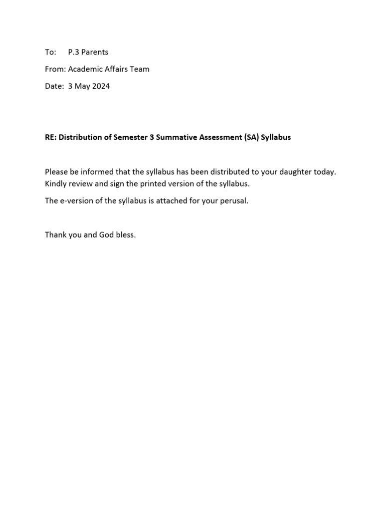M2023-110-P3 - Distribution of Semester 3 Summative Assessment (SA ...