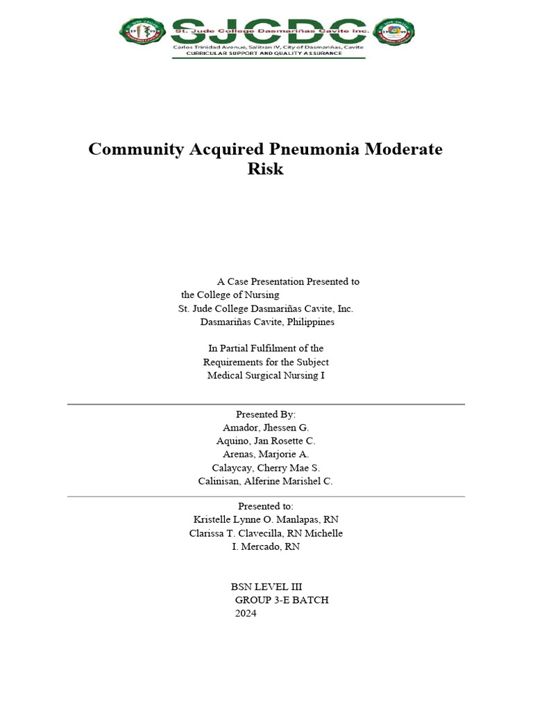 MS CASE STUDY Community Acquired Pneumonia Moderate Risk 3 PDF | PDF ...