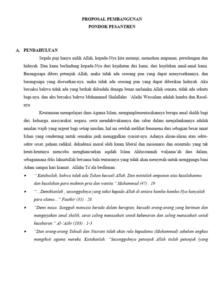 Proposal Pembangunan Pondok Pesantren | PDF