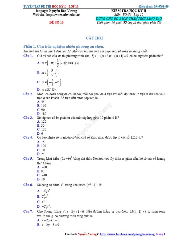 Đề Số 10-Hk2-Ctst 10 | PDF