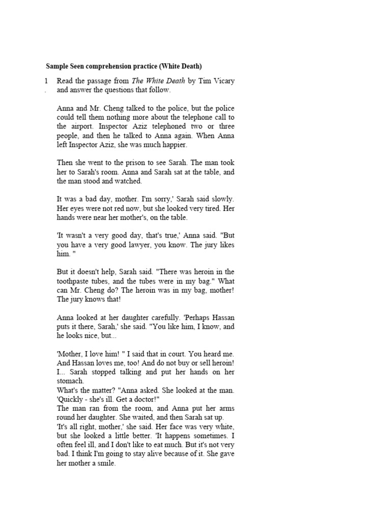 Sample Seen Comprehension Practice | PDF