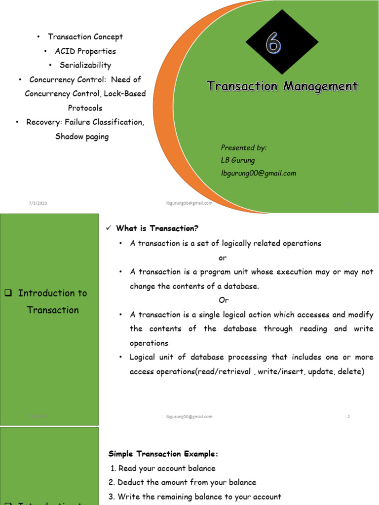 Unit06 Transaction Management Pdf Database Transaction Computer