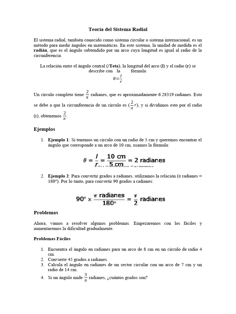 Teoría y Ejemplos del Sistema Radial | PDF | Curva | Pi