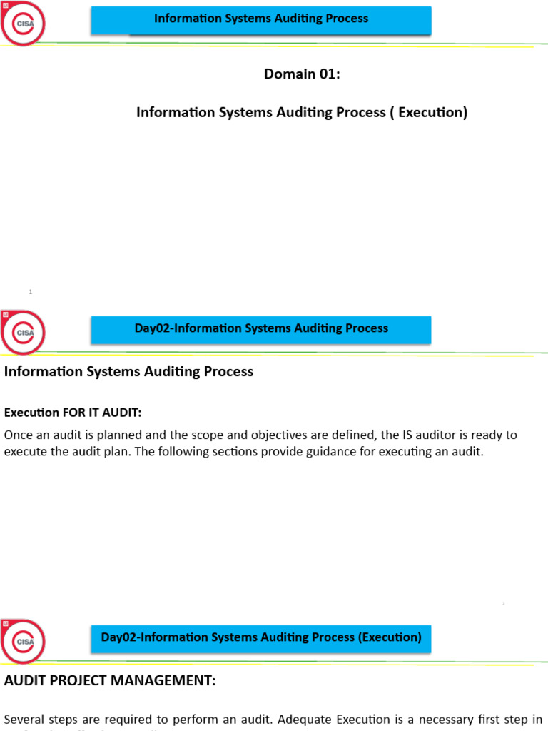 d2 - CISA - Domain 01 - Day-2 - Information Systems Auditing Process ...