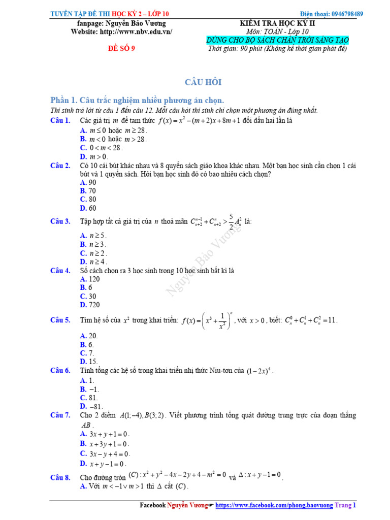 Đề Số 9-Hk2-Ctst 10 | PDF