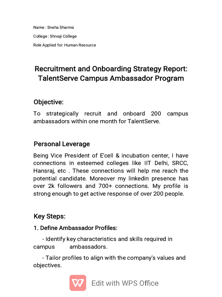 Case Study by Sneha - TalentServe | PDF | Recruitment | Mentorship