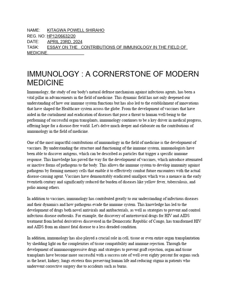 Immunology Assignment | PDF | Immunology | Vaccines