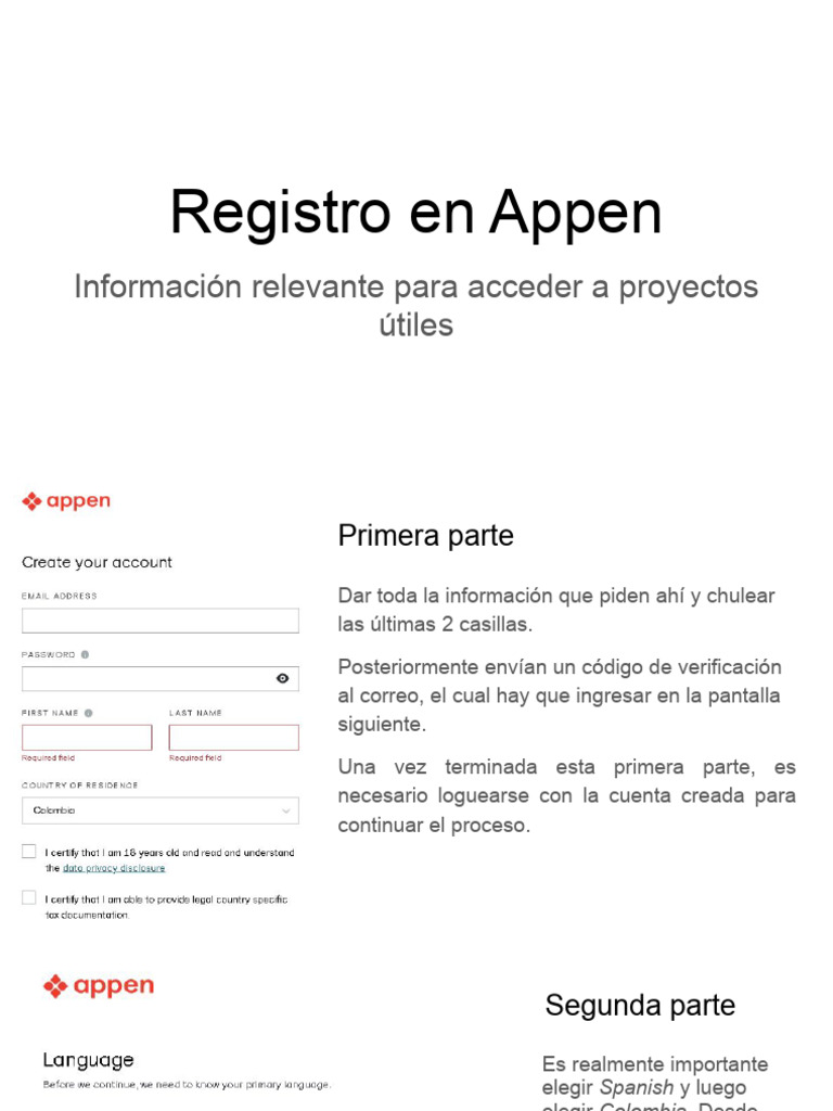 Registro en Appen | PDF | Informática