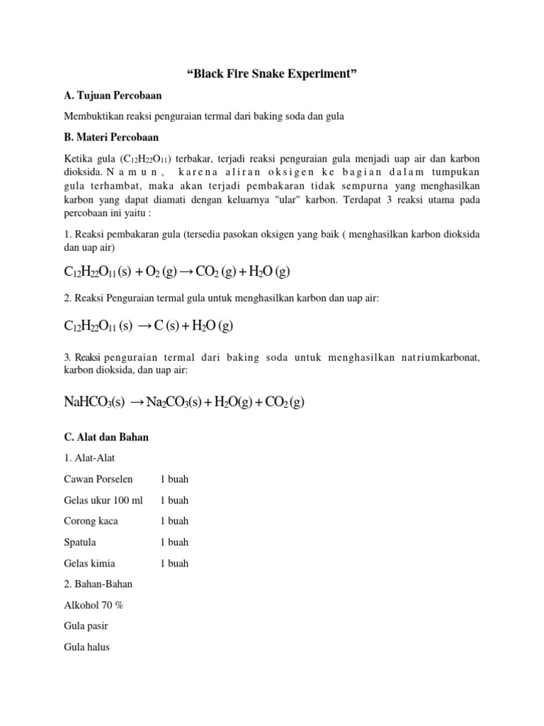 Black Fire Snake Experiment | PDF | Sains & Matematika