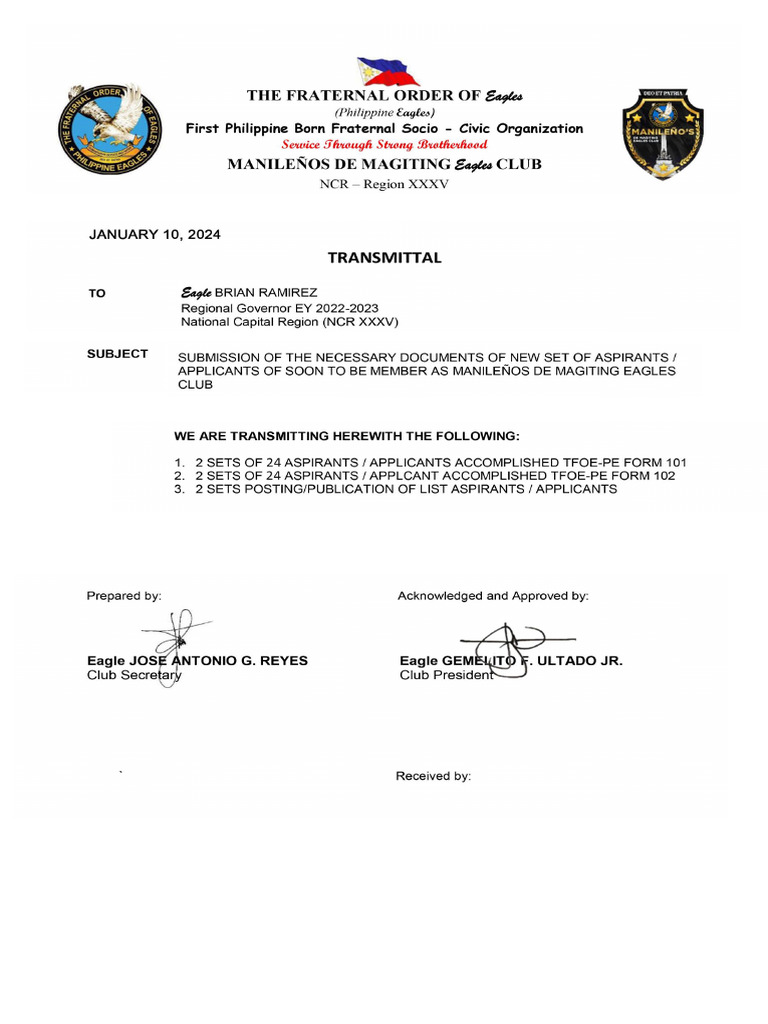 MANILEÑOS DE MAGITING Batch 2 Transmital | PDF