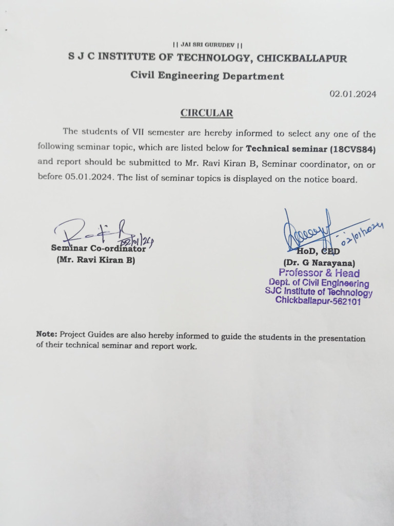 Technical Seminar Circular | PDF