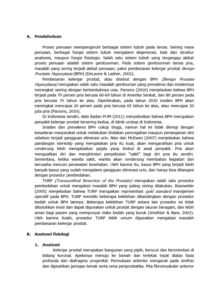 Laporan Pendahuluan Benign Prostatic Hyp | PDF | Sains & Matematika