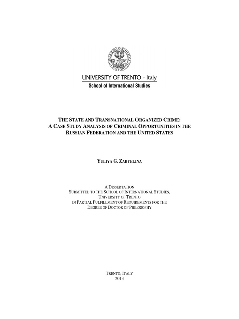 Zabyelina Doctoral Dissertation Final Version | PDF | Illegal Drug Trade | Organized Crime