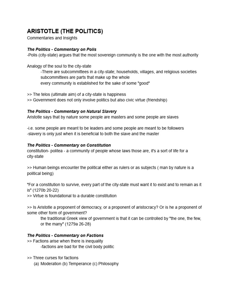 THE POLITICS by Aristotle | PDF | Political Science
