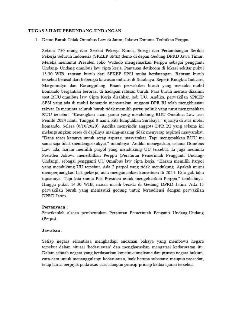 Tugas 3 Ilmu Perundang-Undangan | PDF