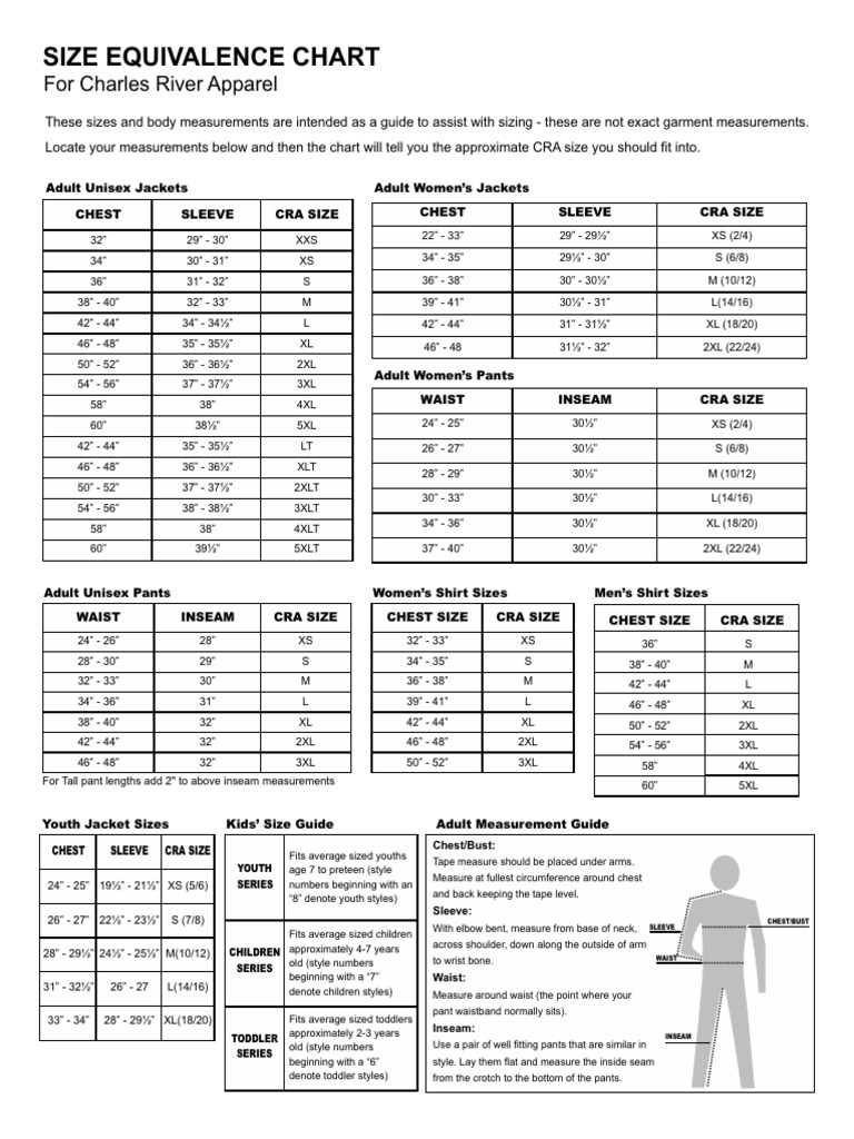 Cr Size Chart | PDF | Seam (Sewing) | Clothing
