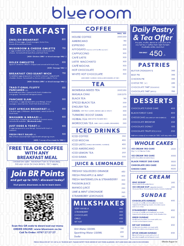 Blue Room Restaurant Menu Updates | PDF | Cooking | Western Cuisine