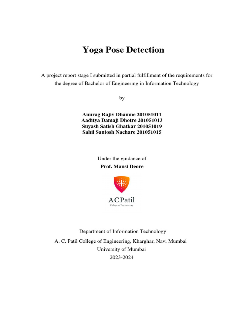 Yoga Major Project Final Pdf | PDF | Machine Learning | Computing