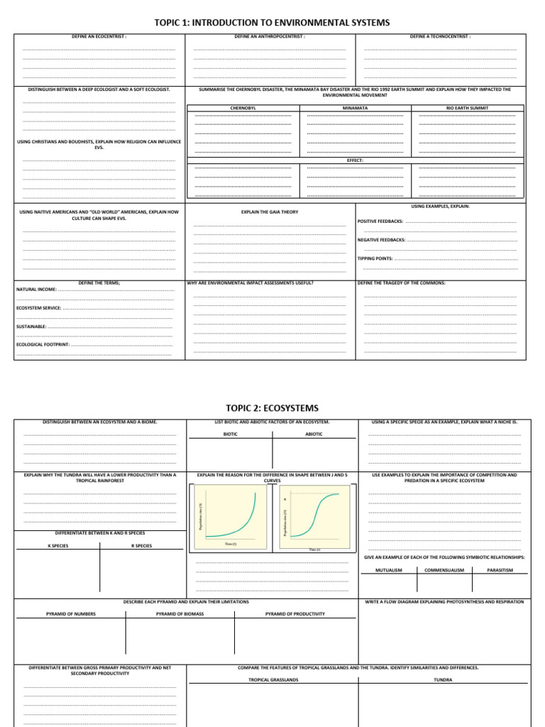 ESS Revision Sheets | PDF | Water Cycle | Ecosystem