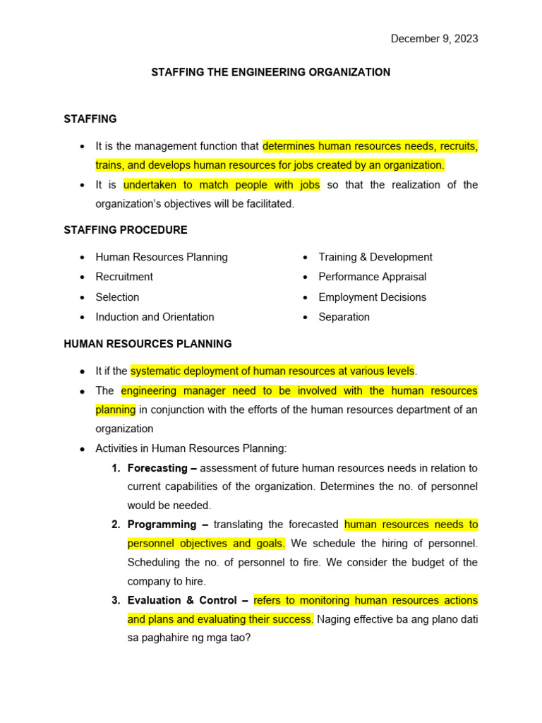 Staffing The Engineering Organization | PDF | Performance Appraisal ...