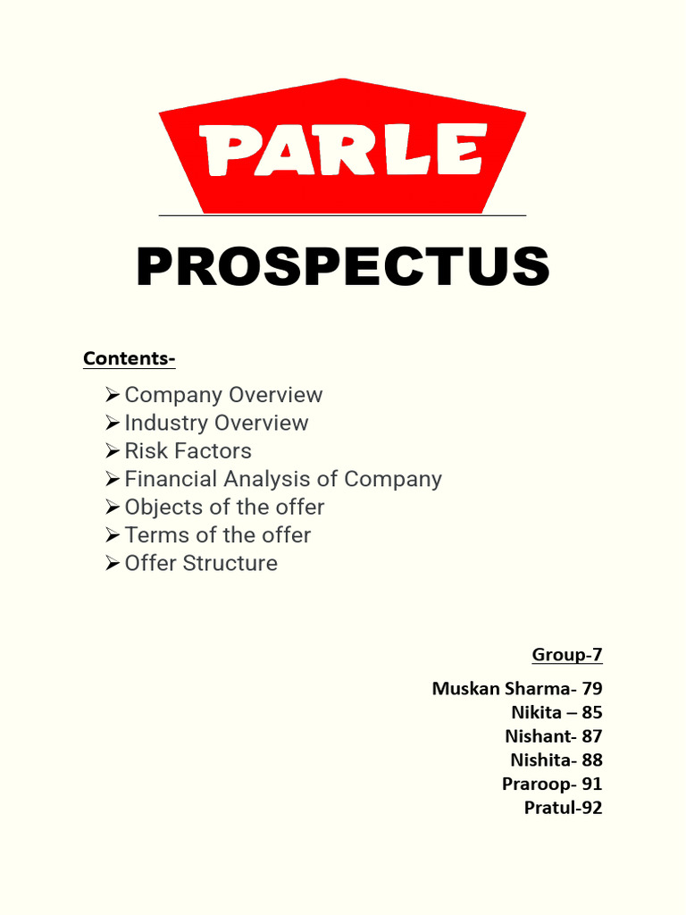 Parle Final Prospectus PDF | PDF | Fiscal Policy | Inflation