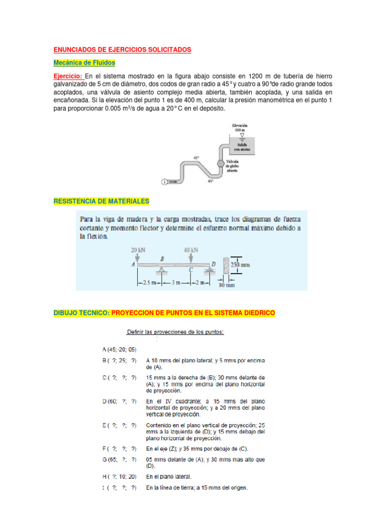 ENUNCIADOS DE EJERCICIOS SOLICITADOS | PDF