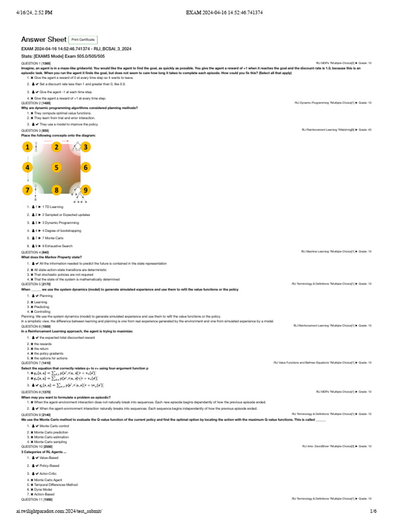 Reinforcement Learning Exam Questions | PDF | Algorithms | Applied ...