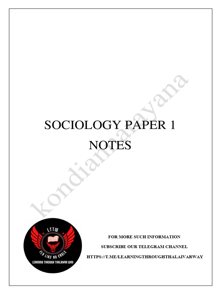 Sociology Paper 1 Complete Notes - Https - Upscpdf - Com | Download ...
