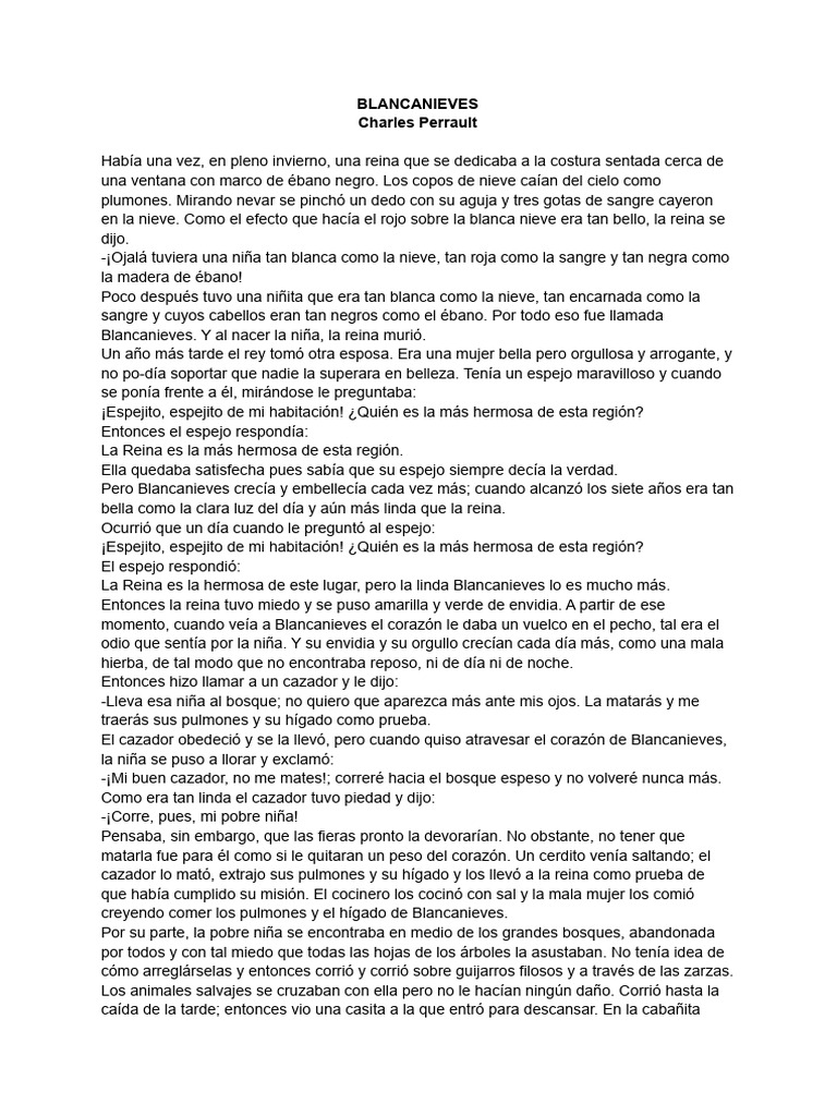 BLANCANIEVES, Charles Perault | PDF | Blanco como la nieve