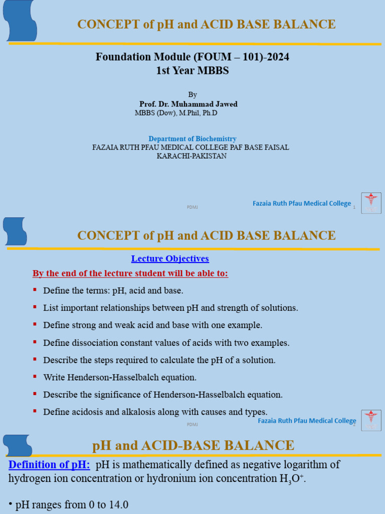 5. Concept of Ph and Ph Scale by Prof. Dr. m. Jawed | PDF | Ph | Acid Dissociation Constant