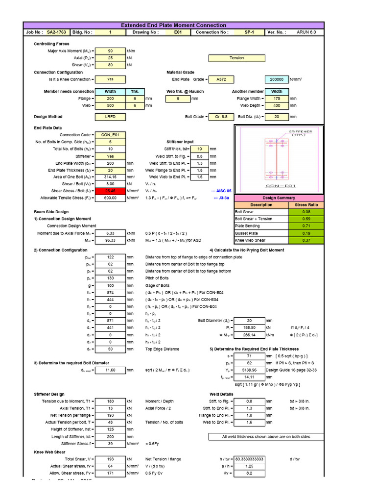 Extended End Plate Moment Connection Guide | PDF | Mechanical ...