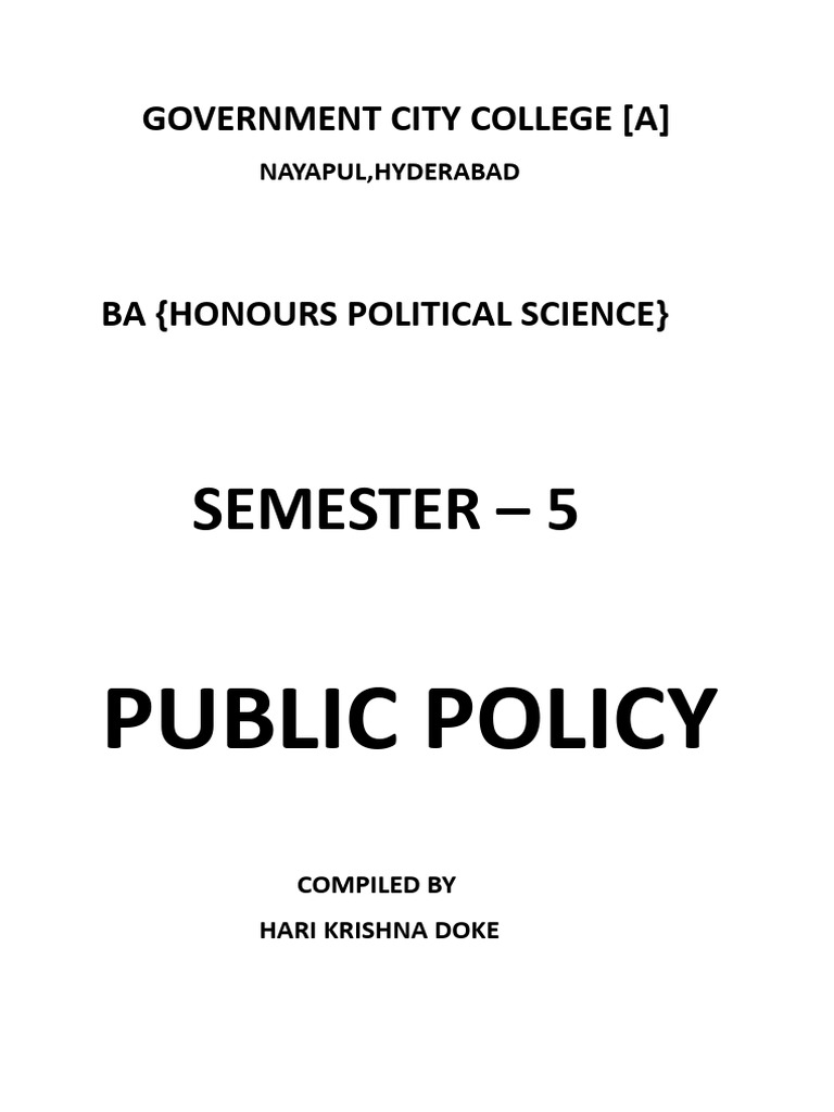Public Policy Notes for BA Political Science | PDF | Social Science