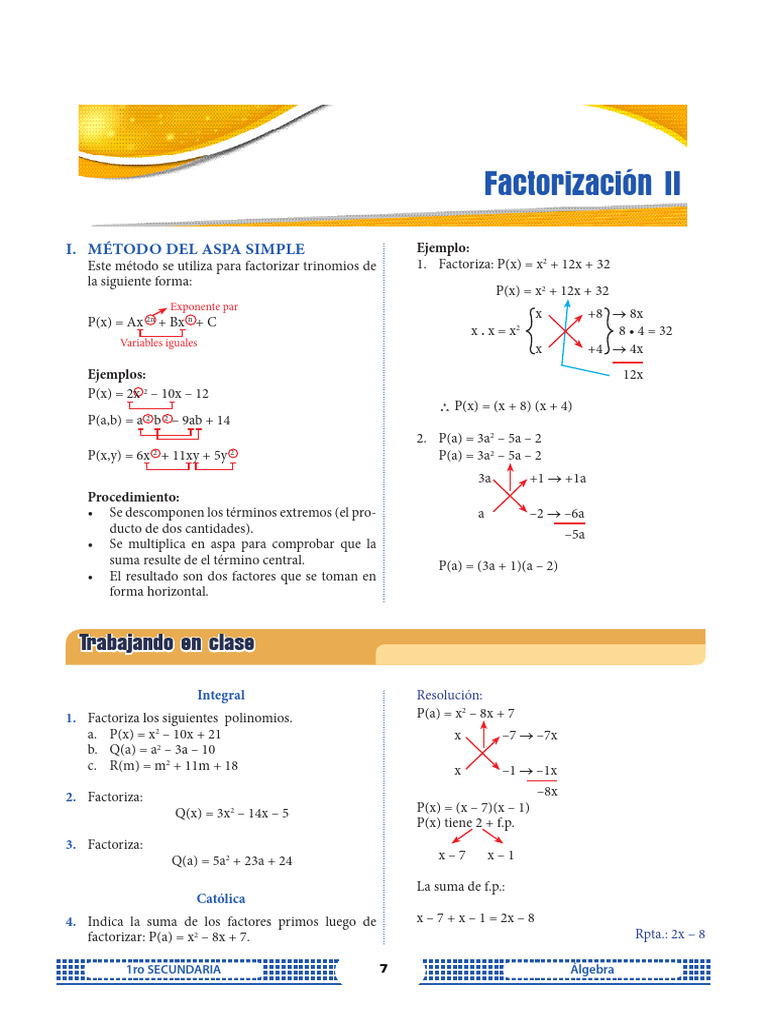 17 Factorizacion II | Descargar gratis PDF | Factorización | Álgebra