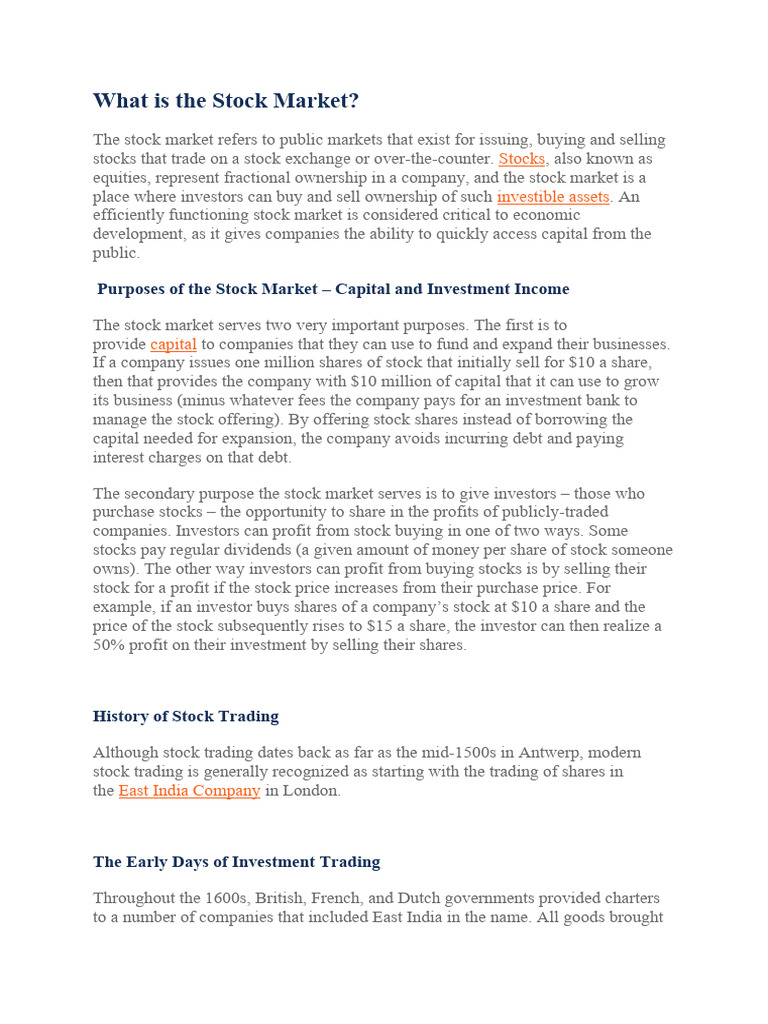 Commerce Project Stock Market | PDF | Stocks | Stock Market
