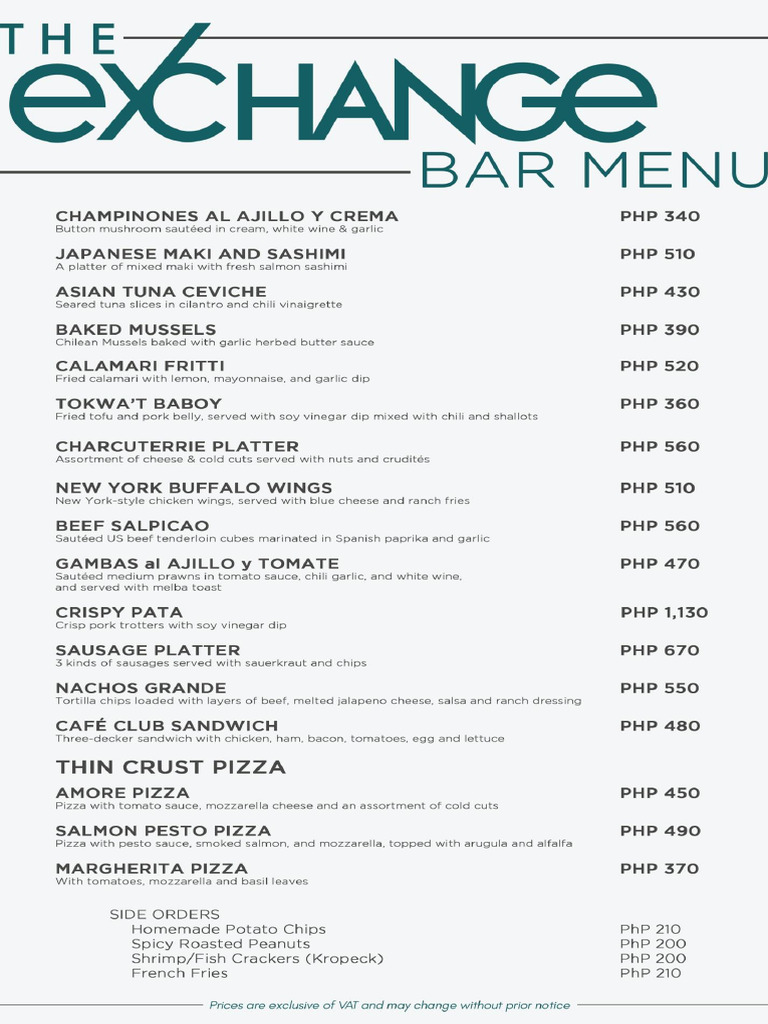 The Exchange Menu | PDF