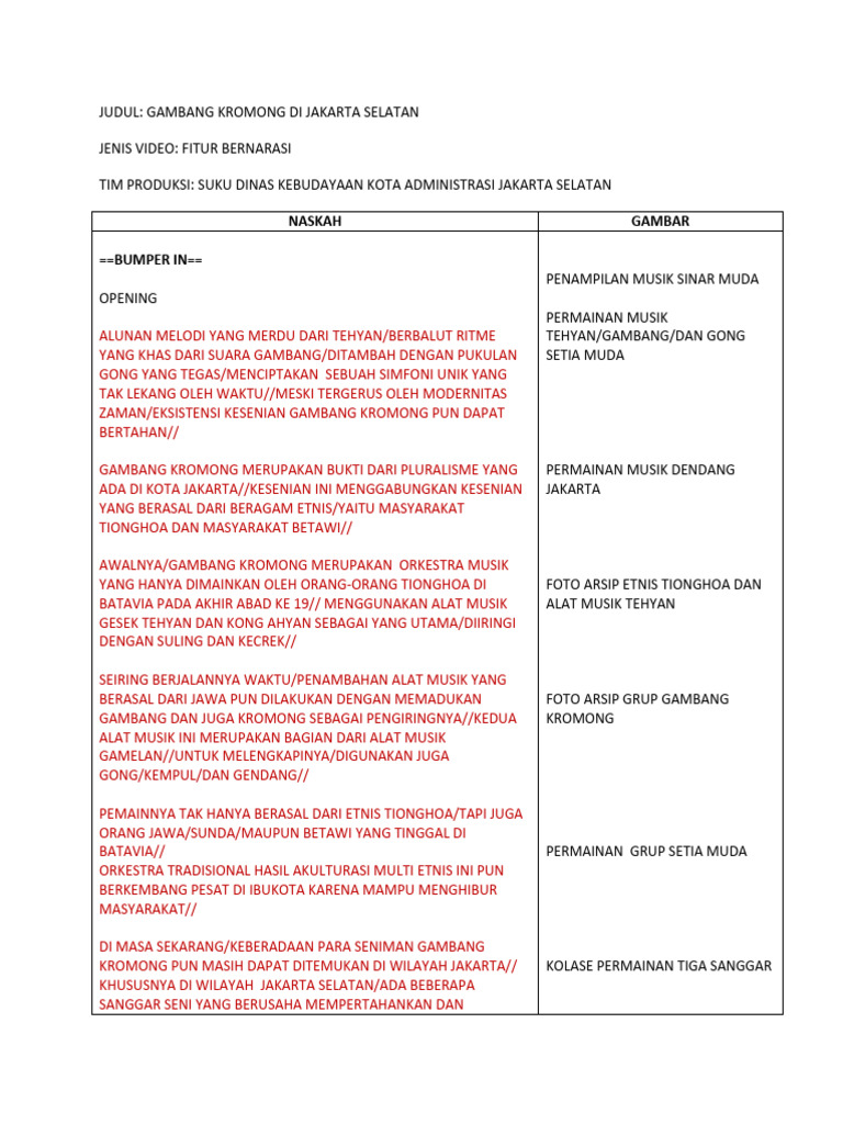 Naskah Gambang Kromong | PDF