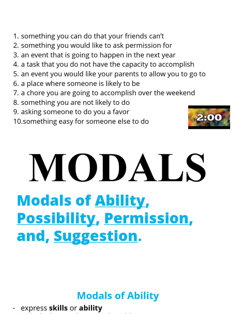 English 10 Modals of Ability Possibility Permission and Suggestions 15 ...