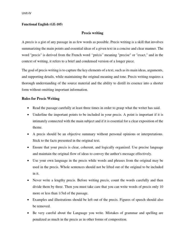 Precis Writing | PDF | Word | Linguistics