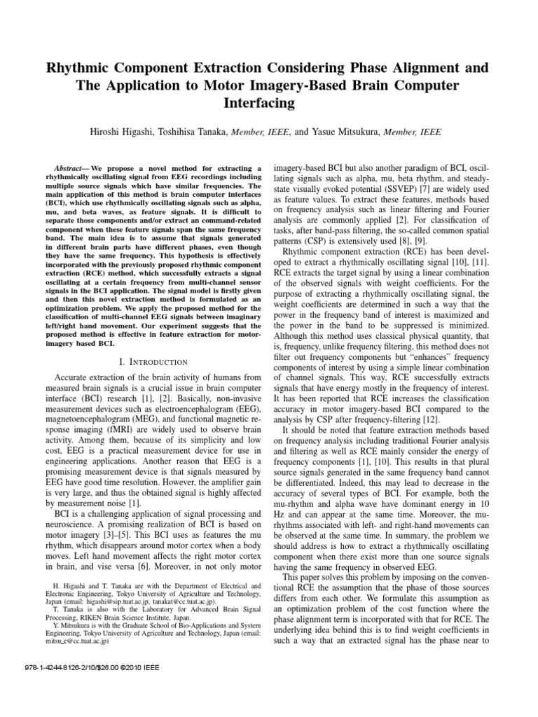Rhythmic Component Extraction Considering Phase Alignment and The Application To Motor Imagery ...