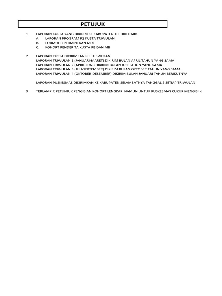 Laporan Kusta Tb 1 2024 | PDF