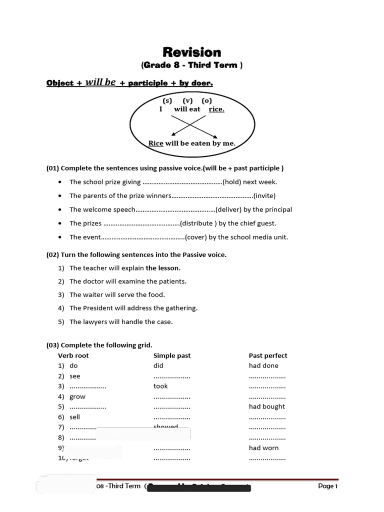 Revision-Grade 8 - 231224 - 111521 | PDF | Linguistics | Grammar